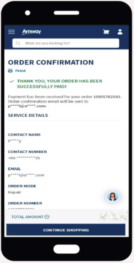 How to make payment for Repair orders – Amway MSB