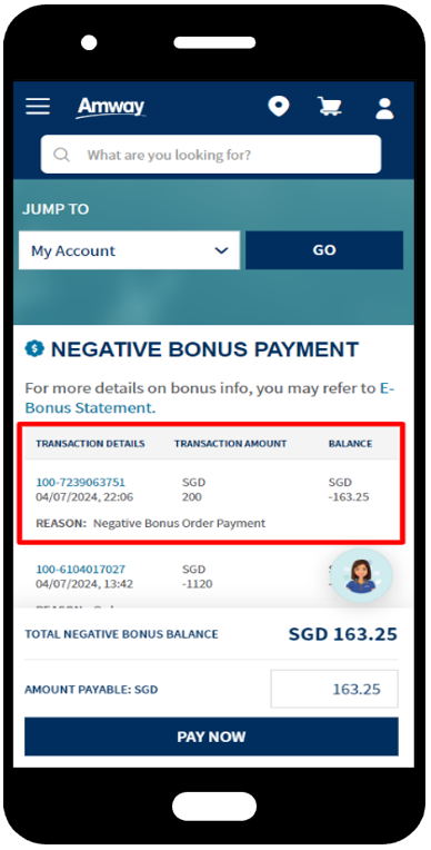 How to check/pay for Negative Bonus? – Amway MSB